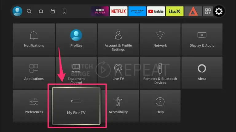 Scroll down to find the option labeled ‘My Fire TV.’ Select this to ...
